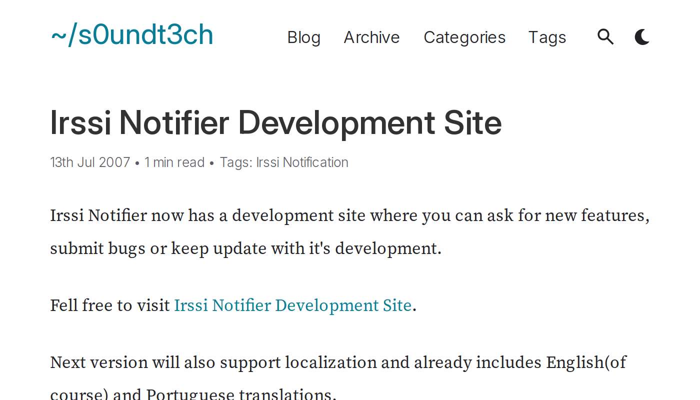 ~/s0undt3ch • Irssi Notifier Development Site ~/s0undt3ch • Irssi Notifier Development Site